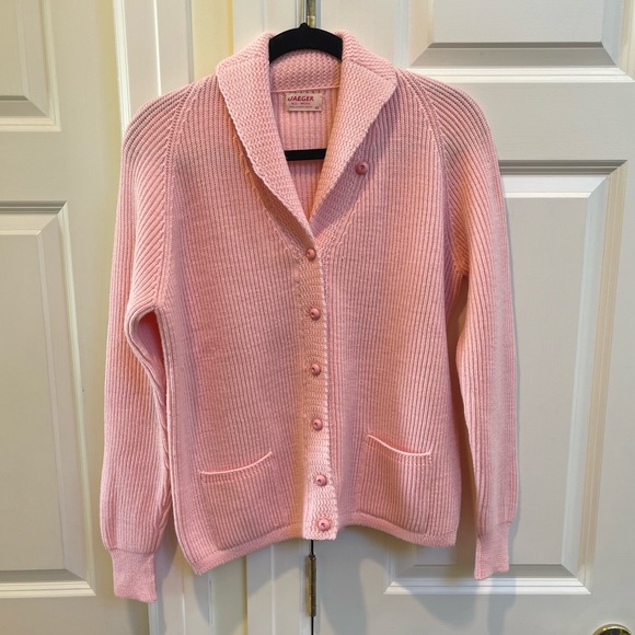 jaeger | Sweaters | Jaeger Vintage All Wool Pink Button Down Sweater ...